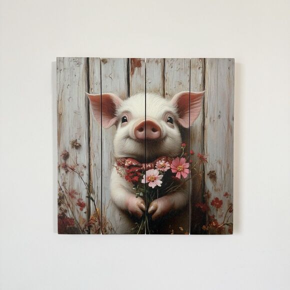 Rustic Pallet Art | Accents | Wood Pallet Art Pig Sign Wall Accents ...